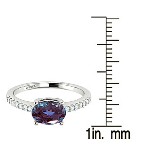 V3 Jewelry Sterling Silver With Color Changing Alexandrite and White Topaz Solitaire Ring