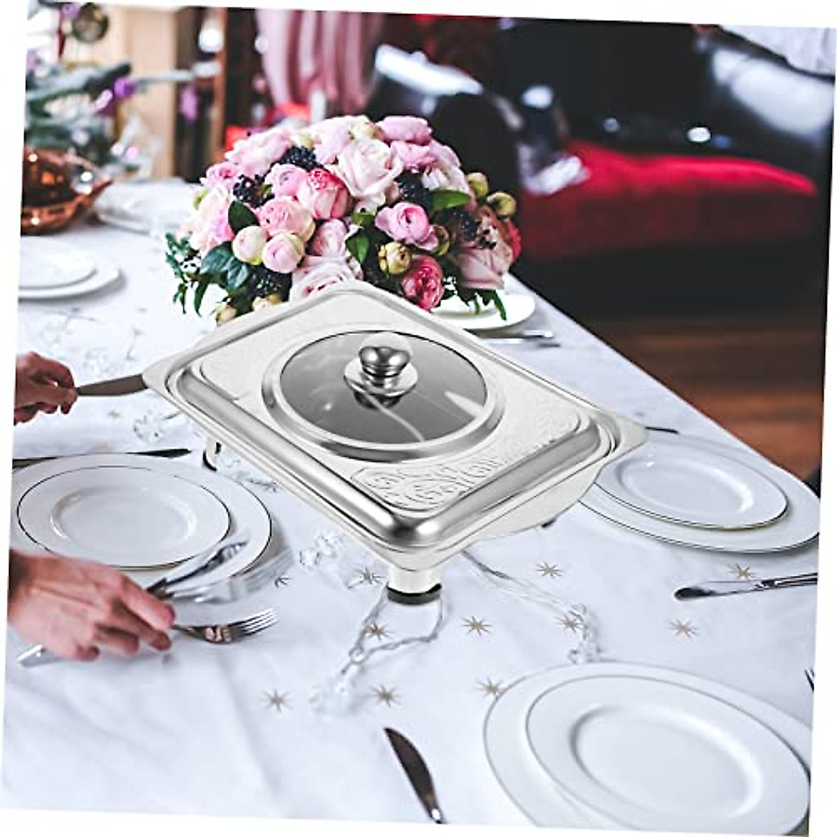 Homoyoyo 1pc Buffet Tray Heated Suit Snack Set Pan with Lid Chafing Trays Warming Tray with Lids Buffet Food Trays Simple Tray Kitchen Food Holder Classic Food Holder Steam Chocolate Plate