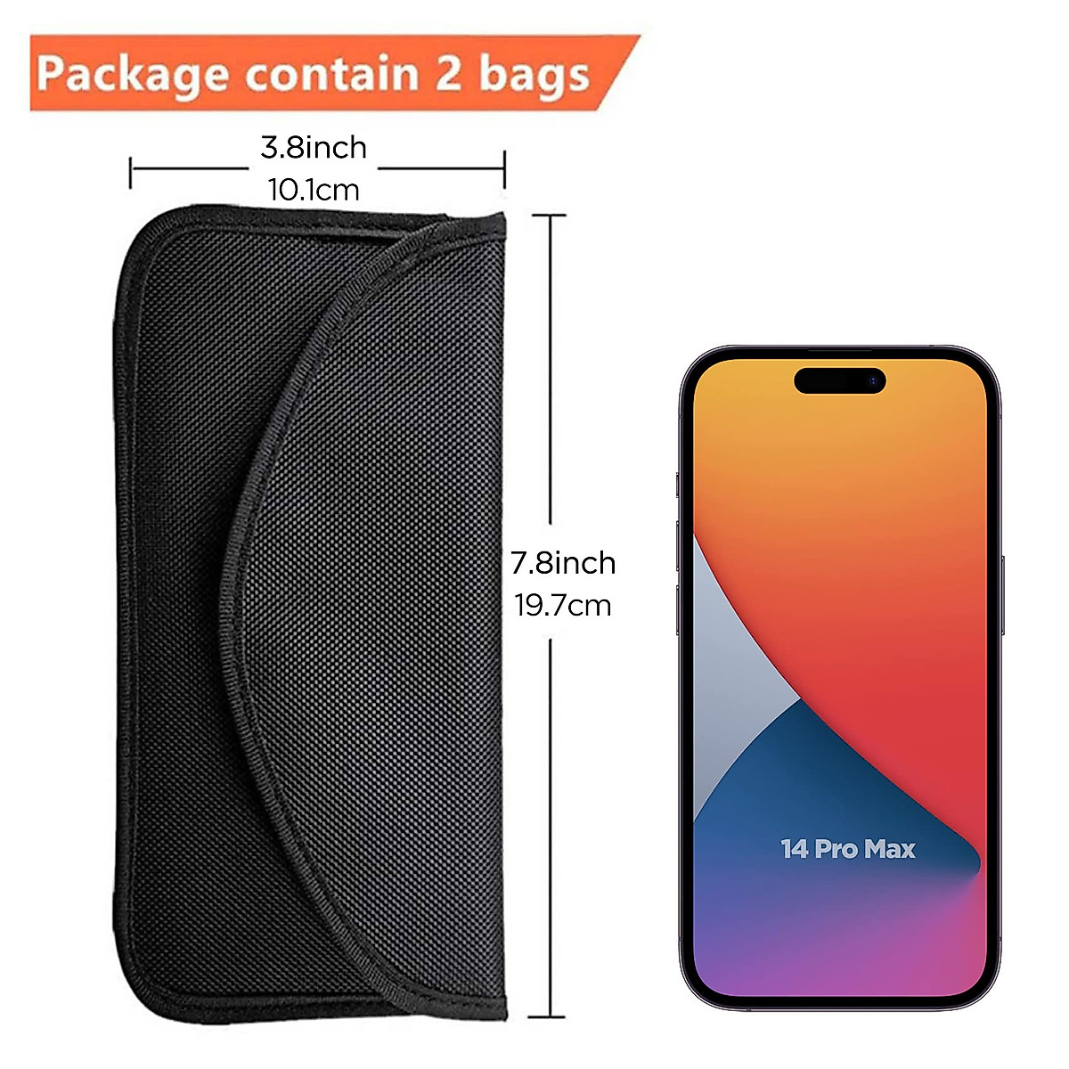 ONEVER 2 Pack Faraday Bags for Car Keys and Cell Phone, Signal Blocking Key Pouch Wallet, Anti-Tracking Anti Theft Car Protection, Signal Jammer WiFi/GSM/LTE/NFC/RFID, GPS Blocker