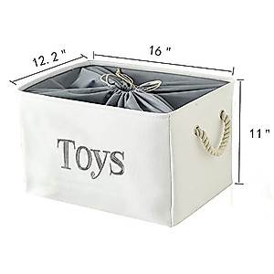 INough Toy Storage for Kids Toy Box Lightweight Collapsible Toy Storage Organizer Toys Bin with Handle, Storage Baskets for Kids, Boys, Girls, Nursery Room (Large, Toys)