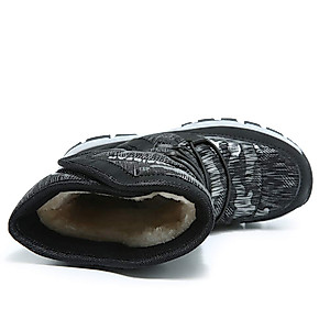 GUBARUN Boys Snow Boots Kids Outdoor Warm Shoes Waterproof (Black1, 1.5)