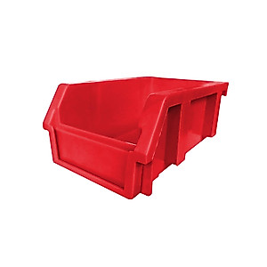 DJC Supply Red Small 3.9" X 6.3" X 2.9" Heavy duty thermoplastic storage bin organizer, Stackable, Hangable, Side-connect, Used in classrooms, garages, warehouse, factrories and more! (8 Pack)