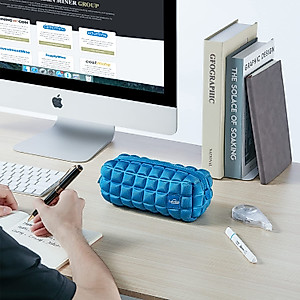 Cute Pencil Case 2023 Aesthetic Pencil Pouch, Thick Material Shockproof Pencil Bag, Kawaii Stationery Pen Bag Organizer for School College Student Teen Girls Adults - Blue