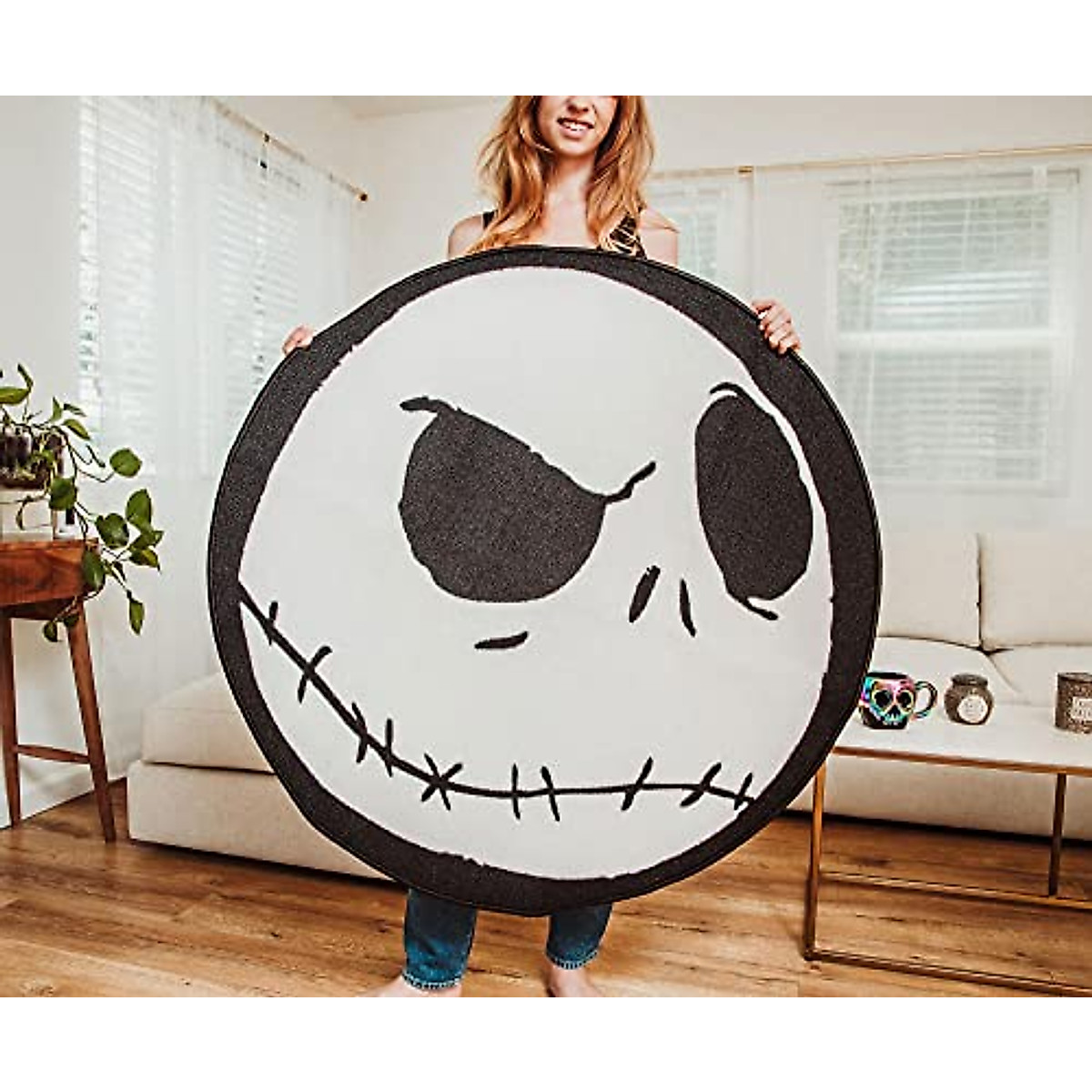 Nightmare Before Christmas Disney The Jack Skellington 39-Inch Round Area Rug Accent, Indoor Floor Mat
