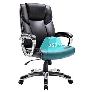 JC Home Executive Swivel Desk Silver Finished Padded Armrest and Chrome Frame Office Chair (Brown)