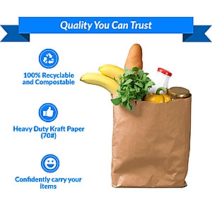Reli. Paper Grocery Bags (125 Pcs Bulk) (12x7x17) 70 Lbs Basis, Extra Heavy Duty | Brown Paper Bag, Large Grocery Kraft Sacks -Takeout, Restaurant, Retail, Shopping
