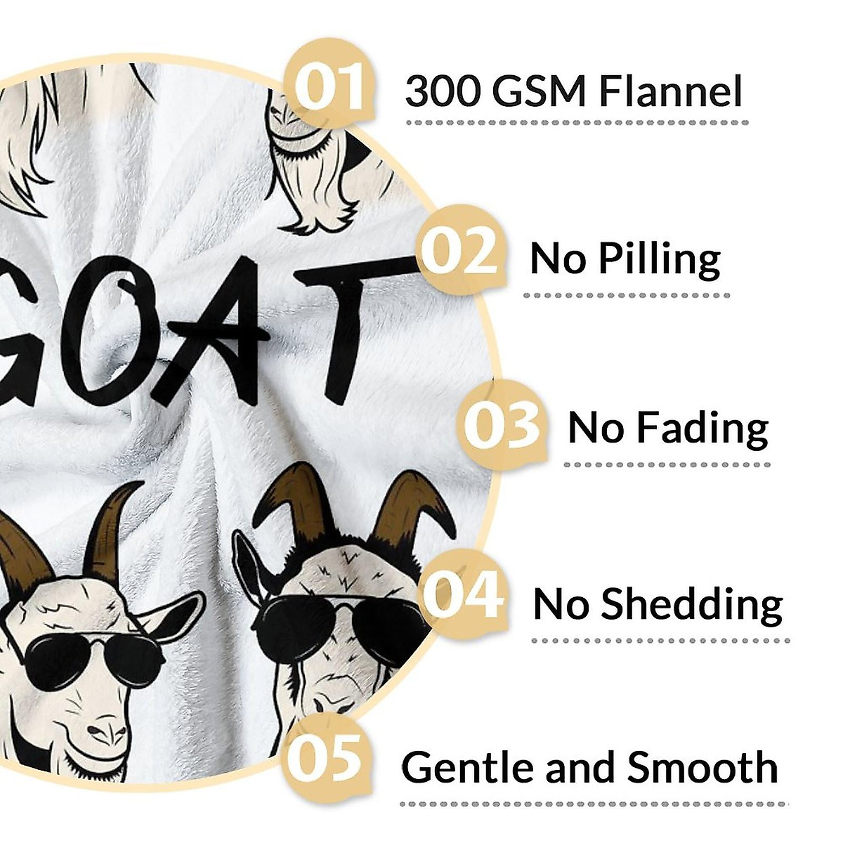 Goat Blanket for Girls - 60x80 Inches Twin Size - Soft Fuzzy Plush Throws Gift - White Funny Throw Blanket for Bed, Couch, Living Room