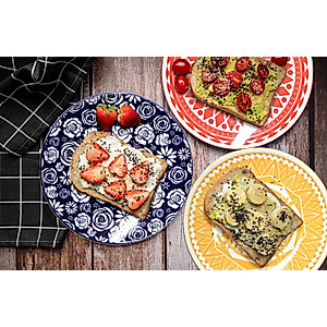 Annovero Bundle - Salad Plates, Dessert Bowls. Cute and Colorful Stoneware Dishes for Kitchen, Microwave and Oven Safe. Bundle