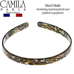 Camila Paris CP2005 French Headband for Women, Handmade Onyx, Strong Hold Grip Women's Hair Band, Ligth and Very Flexible, No Slip and Durable Styling Girls Hair Accessories, Made in France