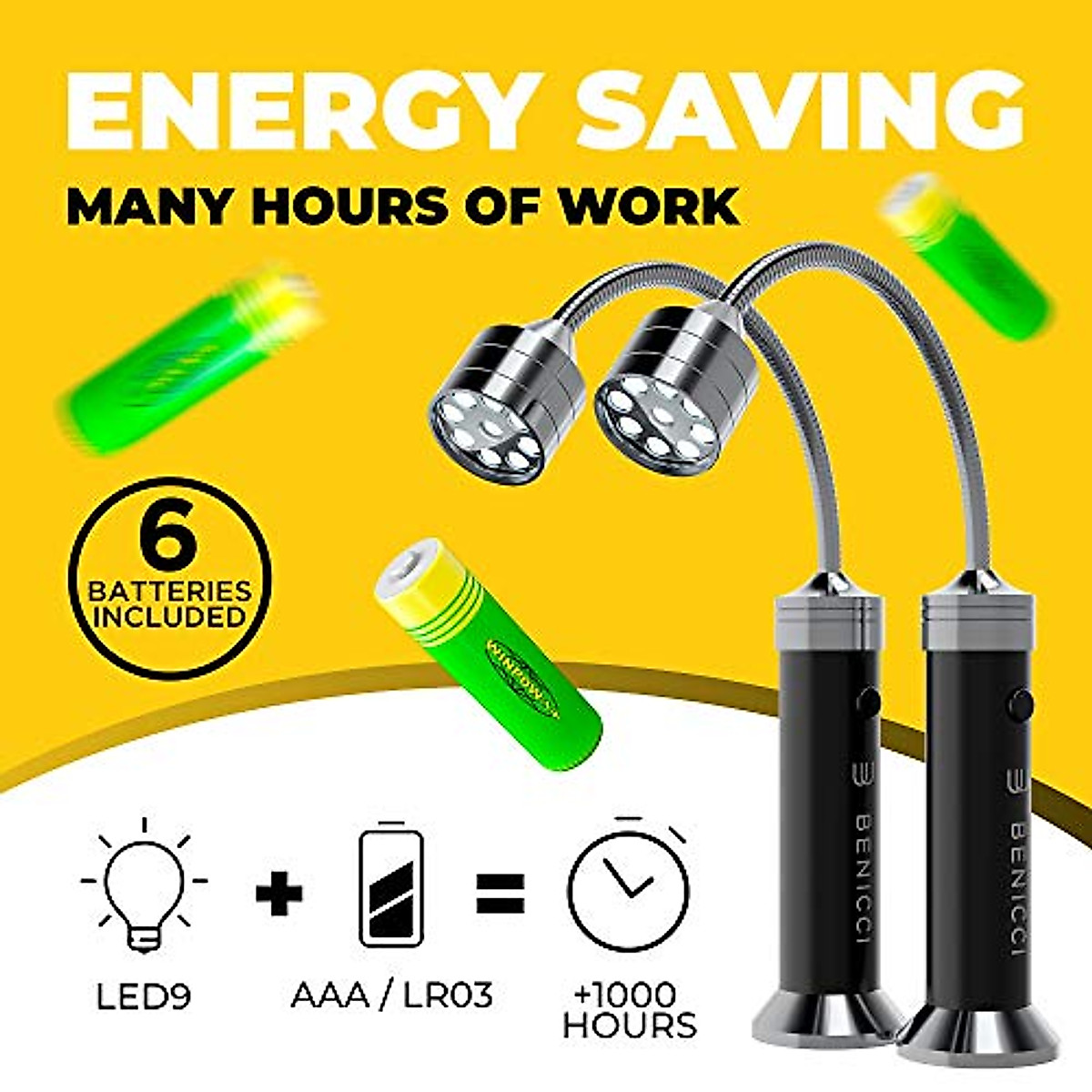 Flexible LED BBQ Grill Lights Set of 2 - The Perfect Grilling Accessories Light with 360-Degree Magnetic Base and Gooseneck - 100% Portable Weatherproof Outdoor Lamp w/ 6 Batteries Included