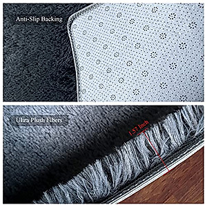 OREMILA 3x5 Area Rug for Bedroom, Super Soft Fluffy Shag Rug for Living Room Bedroom, Fuzzy Plush Grey Rug for Kids Nursery Room Home Decor