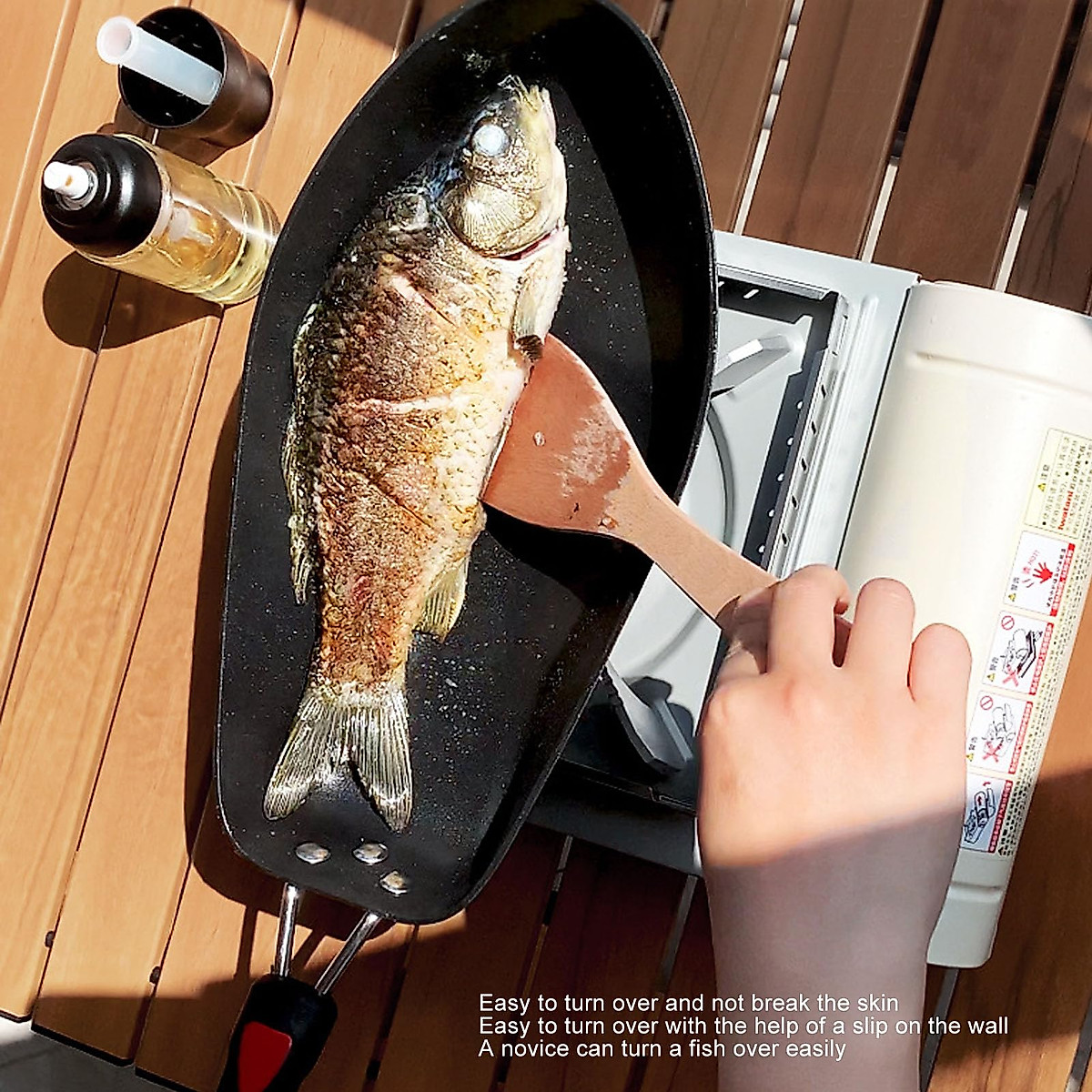 gernie Non Stick Fish Pan, 3D Fish Shaped Frying Pan Skillet Stainless Steel Oval Shaped Non Stick Frying Pan for Kitchen Camping, Heat Evenly, Easy to Clean, gernietdfg1rxknw