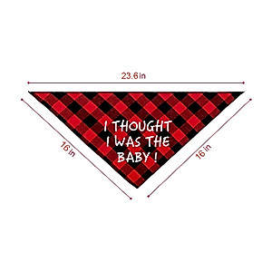 Family Kitchen I Thought I was The Baby Pregnancy Announcement Triangle Red Plaid Pet Dog Bandana, Gender Reveal Photo Prop Pet Scarf for Pet Birthday Gift