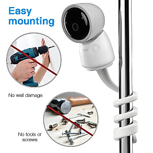 Koroao Flexible Twist Mount for Arenti Baby Monitor，No Tools or Wall Damage Required (White)