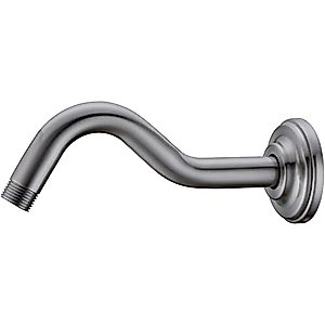8 Inch S-Shape Curved Shower Arm with Flange Stainless Steel Shower Head Extension Replacement Pipe Arm,Wall Mounted,Brushed Nickel