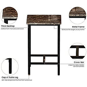 AWQM 3-Piece Dining Table and Chairs for Apartment, Bar Set with 1 Square Table and 2 Round Stools, Kitchen Table Set for 2, Breakfast Table with Footrest for Restaurant, Dinette, Studio (Dark Brown)
