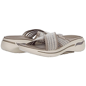 Skechers Go Walk Arch Fit Mesh Gore Cross Band Dark Taupe 8 B (M)