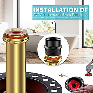 Freestanding Tub Drain Rough-in Kit,Bathtub Drain Kit with Brass Tail Pipe and ABS Plastic Adapter, compatible with all freestanding bathtubs,Floor Mounted Bathtub and Copper Bathtub