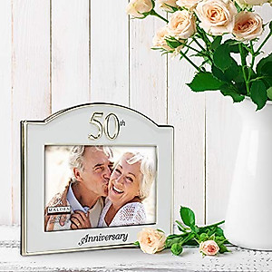 Malden International Designs Wedding 50th Anniversary Two Tone Picture Frame, 4x6, Gold/Silver