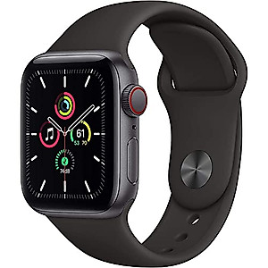 Apple Watch SE (GPS + Cellular, 40mm) - Space Gray Aluminum Case with Black Sport Band (Renewed)