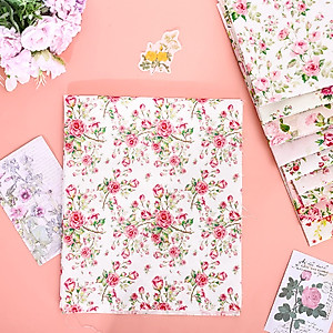 Whaline 12Pcs Spring Cotton Fabric Bundles 18 x 22 Inch Floral Quilting Fabric Patchwork Flower Pattern Precut Fat Quarters for Spring Birthday Sewing DIY Crafts Handmade Clothing