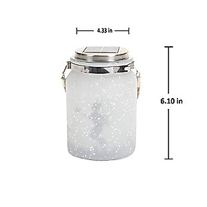 Solar Lantern Fairy Lights - 1 Pack Solar Frosted Glass Lantern Lights Solar Mason Jar Lights Waterproof Outdoor Lantern Decor for Tree Garden Patio Yard Table Holiday Party