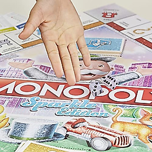 Hasbro Gaming Monopoly Sparkle Edition Board Game, Family Games, with Glittery Tokens, Pearlescent Dice, Sparkly Look, (Amazon Exclusive)