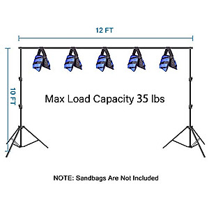 EMART Photo Video Studio Backdrop Stand, 10 x 12ft Heavy Duty Adjustable Photography Muslin Background Support System Kit