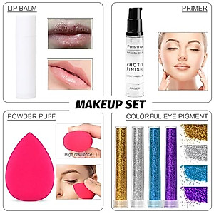 Fenshine All In One Makeup Kit for Women, Full Makeup Gift Set for Beginners, Makeup Essential Starter Bundle Include Eyeshadow Palette Lipstick Eyebrow Pencil Brush Set (Type C)