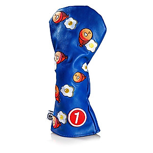 Pins & Aces Golf Co. Ham & Eggs Driver Wood Head Cover - Premium, Hand-Made Leather 1W Headcover - Funny, Tour Quality Golf Club Cover - Style and Customize Your Golf Bag (Driver)