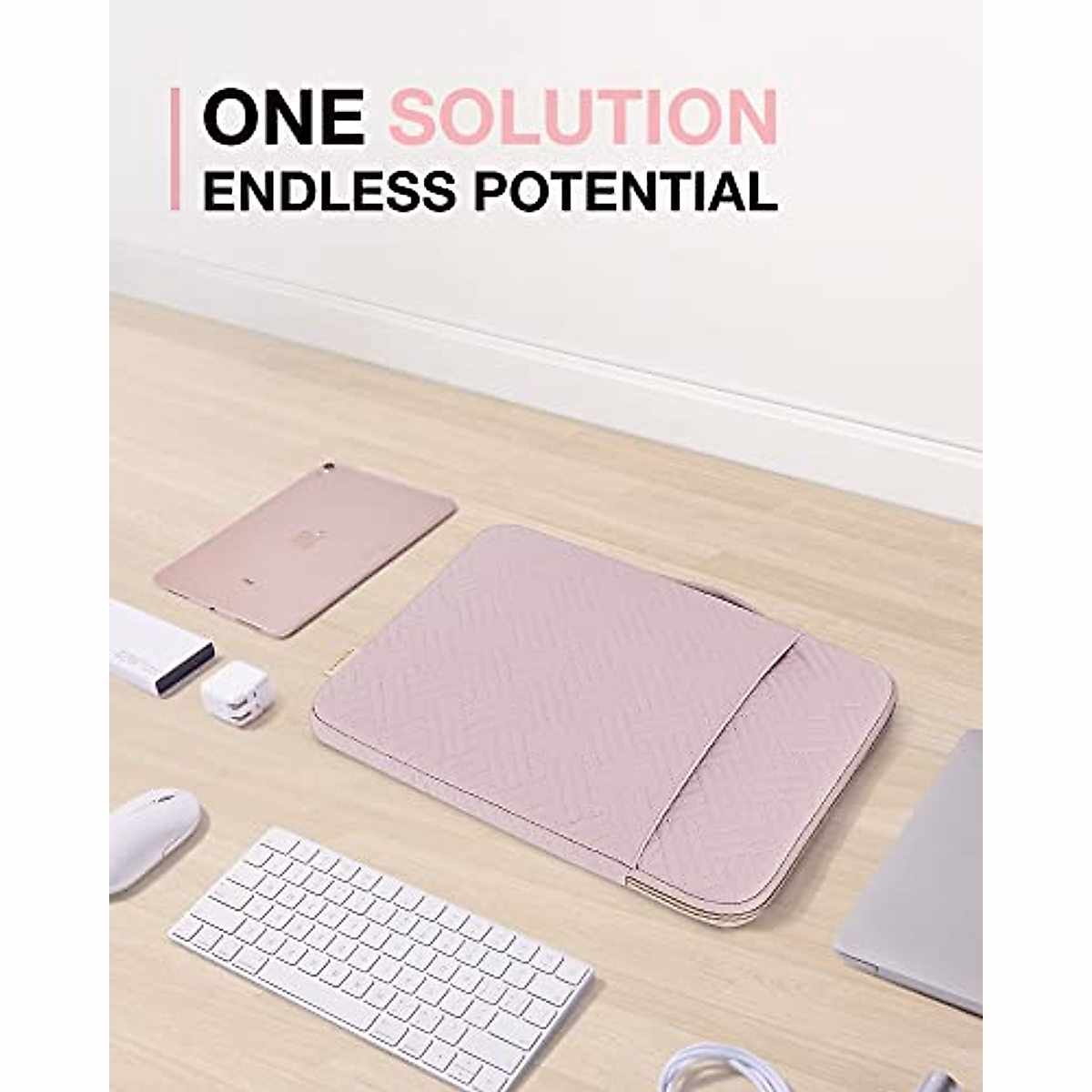 BAGSMART Laptop Sleeve Bag Compatible with MacBook Air/Pro, 13-13.3 inch Notebook, Pro 14 Inch, Air M2 13 Case Accessories Bag, Pink