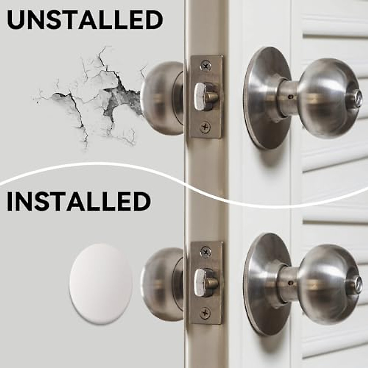 JULBEAR Door Stopper Wall Protector, 12PCS Door Knob Stoppers Wall Protector with Strong Back Adhesive,Quiet, Shock, Absorbent Silicone, Door Handle Bumpers and Protect Wall Surfaces (Round 2 inch)