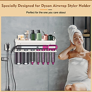 Holder Storage Stand Rack Wall Mount for Airwrap Curling Iron Accessories,Bathroom Organizer Holder for Airwrap,No Drilling Installation (Brilliant white) for Halloween