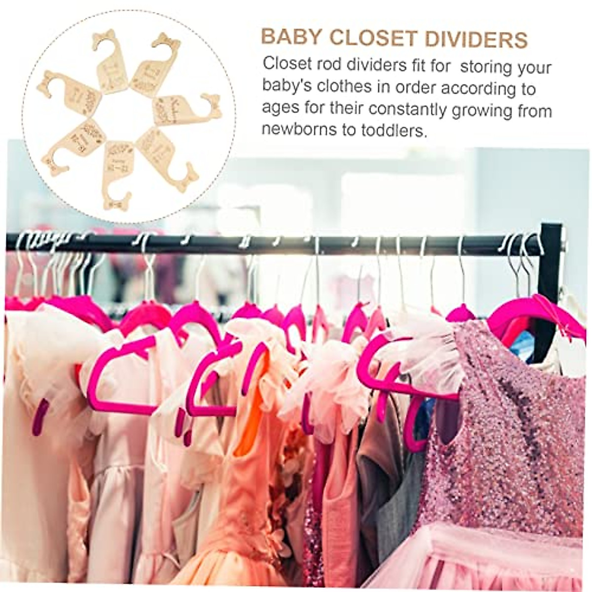 Alasum 7pcs Wooden Divider Baby Outfit Newborn Costume Baby Sets Infant Closet Divider Clothes Size Dividers Baby Clothes Divider Wood Wooden Clothes Divider Closet Size Divider Baby Room