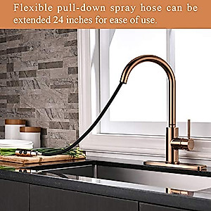 RULIA Copper Rose Gold Kitchen Faucet, Kitchen Sink Faucet, Sink Faucet, Pull-Down Kitchen Faucets, Bar Kitchen Faucet, RV Kitchen Faucet, RB1025