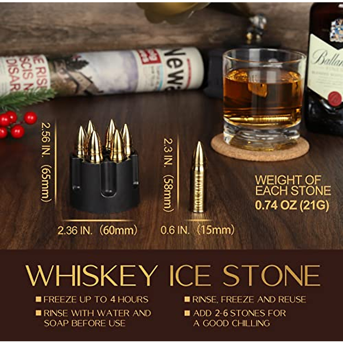 Gifts for Him Husband Boyfriend, -I Love You- Whiskey Stone Gold, Anniversary Valentines Day Stocking Stuffers Birthday Gifts for Boyfriend Him, Whiskey Gifts Bourbon Gifts for Men