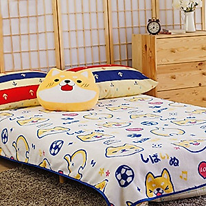 Flannel Fleece Throw Blanket, Cute Shiba Inu Micro Fleece Soft Blanket Throw Blanket