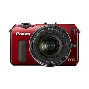 Canon EOS-M Mirrorless Digital Camera with EF-M 18-55mm f/3.5-5.6 IS STM Lens (Red) - International Version (No Warranty)