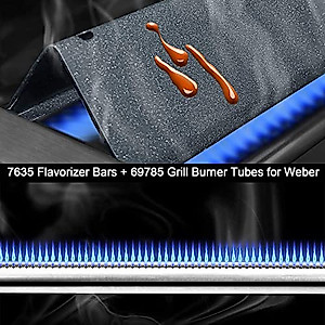 69785 Grill Burner &7635 Flavorizer Bars Grill Replacement Parts for Weber Spirit 200 I & II 200, Spirit E-210 E-220 S-210 S-220 Series with Front Controls, 15.3 Inch Gas Grill Kit for Weber 3Pack