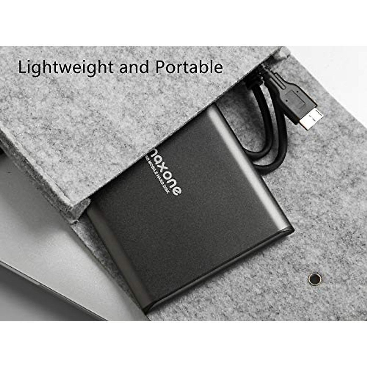 Maxone 2TB Ultra Slim Portable External Hard Drive HDD USB 3.0 Compatible with PC, Laptop - Charcoal Grey