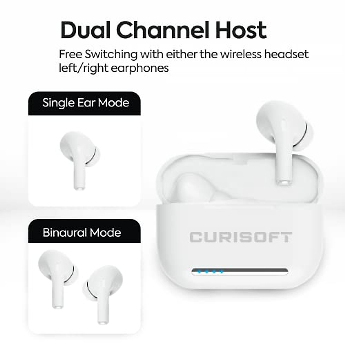 Curisoft True Wireless Earbuds - in-Ear Wireless Headphones, with Microphone, Touch Control