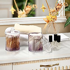 SUABO Plastic Jars with Lids,Purple MarbleStorage Containers Wide Mouth Airtight Canister Jar for Kitchen Bathroom Farmhouse Makeup Countertop Household,Set 2
