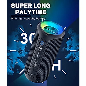 Bluetooth Speakers, Ortizan 40W Loud Stereo Portable Wireless Speaker, IPX7 Waterproof Shower Speakers with Deep Bass/LED Light/30H Battery/TF Card/AUX, True Wireless Stereo Speaker for Indoor&Outdoor