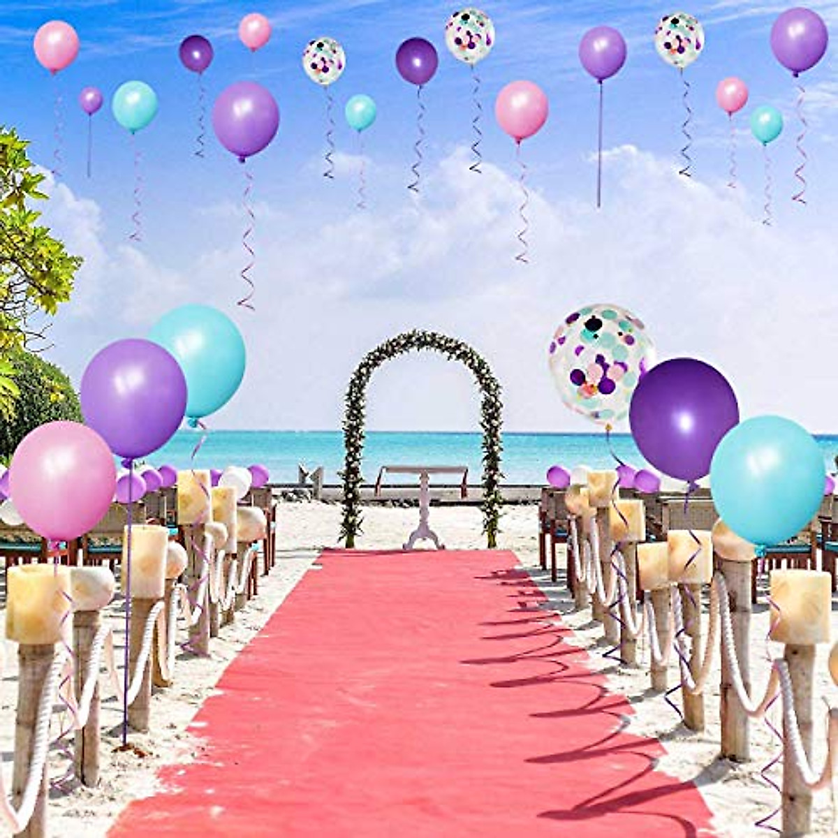 50 Pack Mermaid Party Balloons 12 Inch Light Purple Dark Purple Pink Blue Latex Balloons & Confetti Balloons Birthday Party Bridal Shower Wedding Baby Shower Decorations Princess Party Supplies
