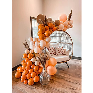 Burnt orange Balloon Garland Arch Kit 120pcs Double Stuffed Pumpkin Orange and Cream Peach fall balloon for Autumn Wedding Boho Teddy Bear Baby Shower, Birthday Decorations