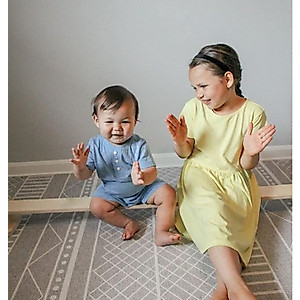 Ruggish Cali Play Rug 4.8 x 7.0 ft + Cali Play Runner 5.9 x 2.1 ft - Soft Cushion Reversible Baby Kids Playmat + Interactive Road Play Map + Waterproof (Warm Grey)