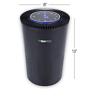 OdorStop OSAP5 HEPA Air Purifier for areas up to 1000 Sq Ft with H13 True HEPA Filter, Active Carbon, 5-Speed, Auto Mode, Sleep Mode, Child Lock, and Timer - Black