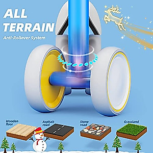 XJD Baby Balance Bikes Bicycle Baby Toys for 1 Year Old Boy Girl 10 Month -24 Months Toddler Bike Infant No Pedal 4 Wheels First Bike or Birthday Gift Children Walker (Blue Yellow, Upgrade)