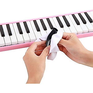 Vangoa 32 Key Melodica, Musical Instrument Air Piano Keyboard, Melodicas with Carrying Bag, Double Mouthpieces, Wipe Cloth, Key Stickers, Long Tubes (Pink)