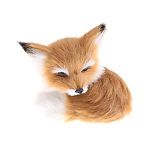 GUDVES Simulation Brown Fox Toy Furs Squatting Fox Model Home Decoration Animals World with Static Action Figures (Fox Toy)